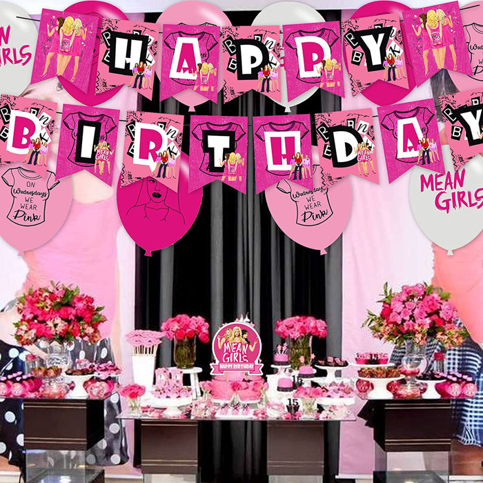 Slei Mean Girls Party Decorations Set Funny Cartoon Mean Girls Theme Birthday Supplies Trendy
